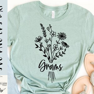 Grams SVG Design Wildflower Bouquet SVG File for Cricut Grams Shirt SVG ...