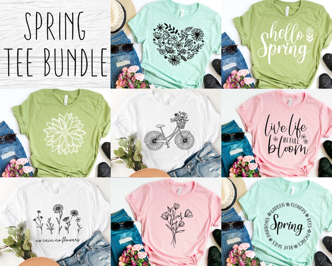 Spring Flower SVG Bundle: Shirt Designs for Cricut (digital Download ...