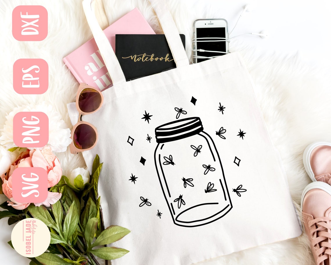 Mason Jar Svg Fireflies Svg Mason Jar Fireflies Svg Summer - Etsy