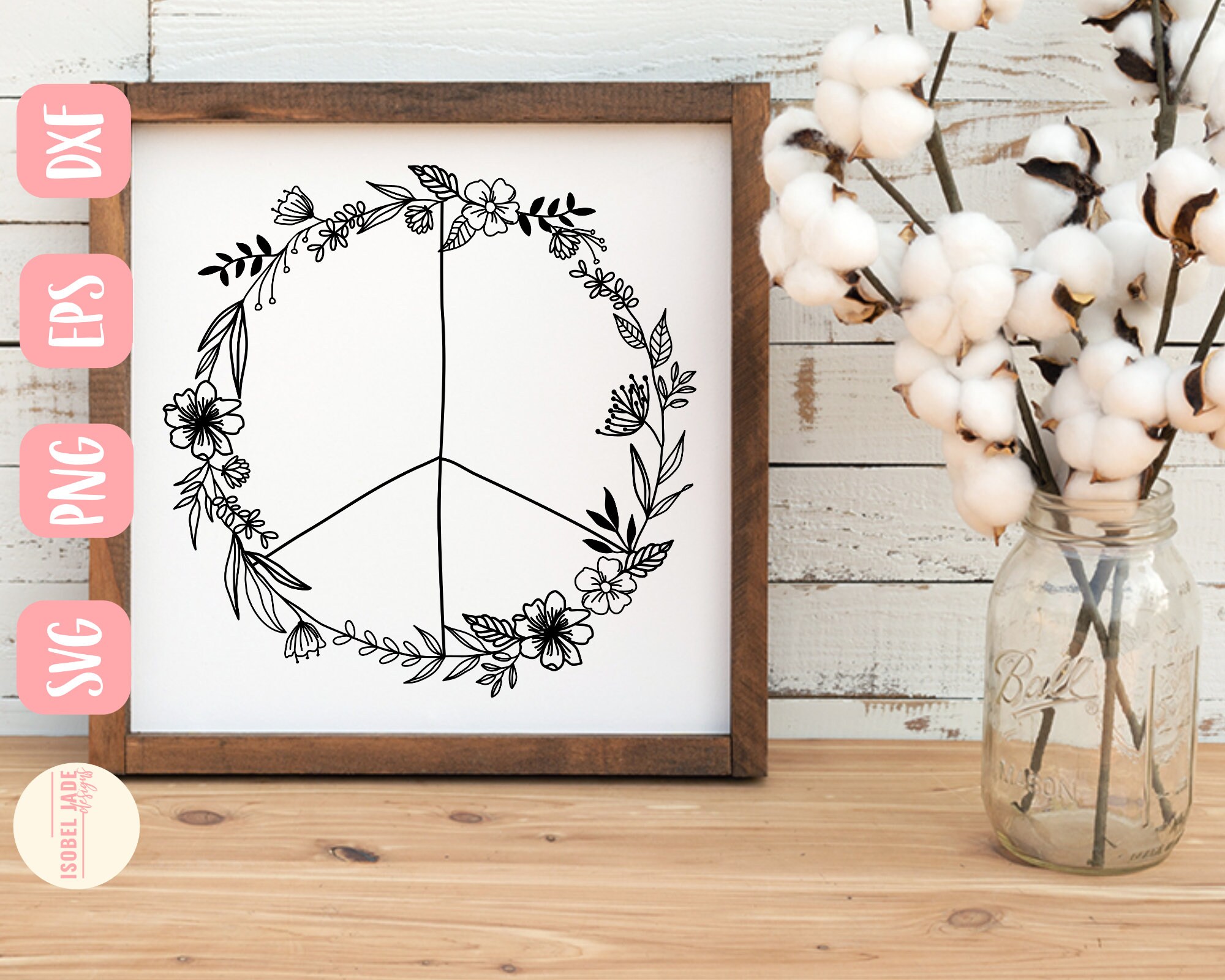 Floral Peace Sign SVG Design Peace SVG File for Cricut - Etsy