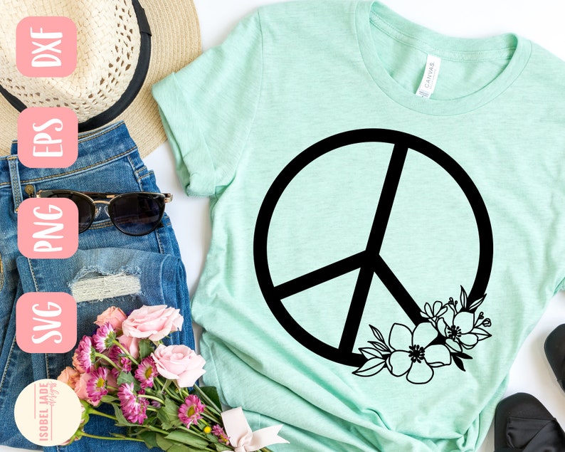 Peace Sign SVG Design Boho SVG File for Cricut floral Peace - Etsy