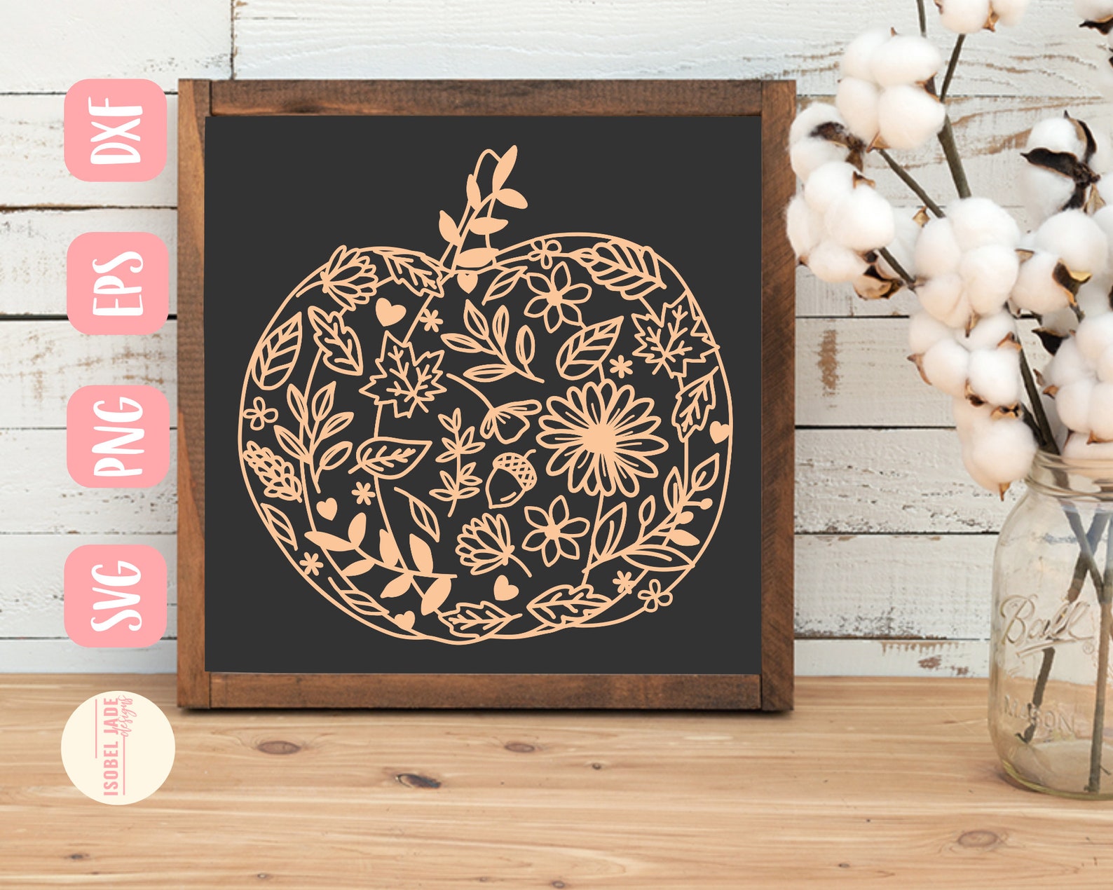Fall Pumpkin SVG Design Wildflower Pumpkin SVG File for - Etsy
