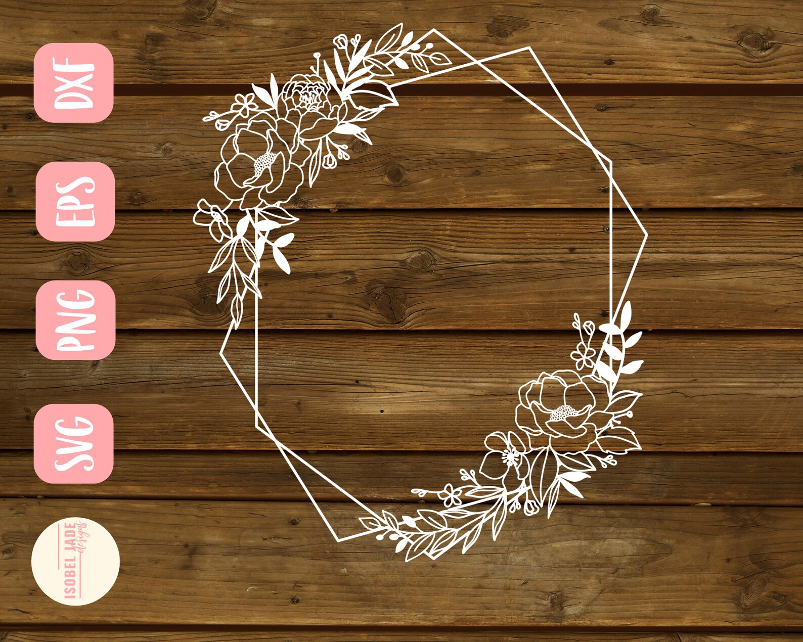 Geometric Floral Wreath Svg Flower Wreath Svg Modern Floral - Etsy