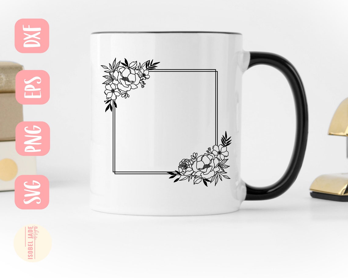 Square Flower Spray Svg Flowers Svg Floral Svg Border Svg - Etsy