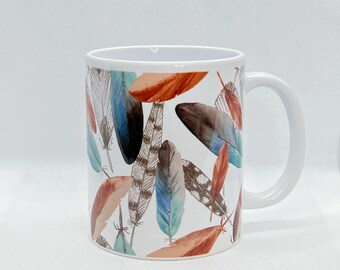 Gold Feather Print Mug Fine Bone China Porcelain Mug Gift - Etsy