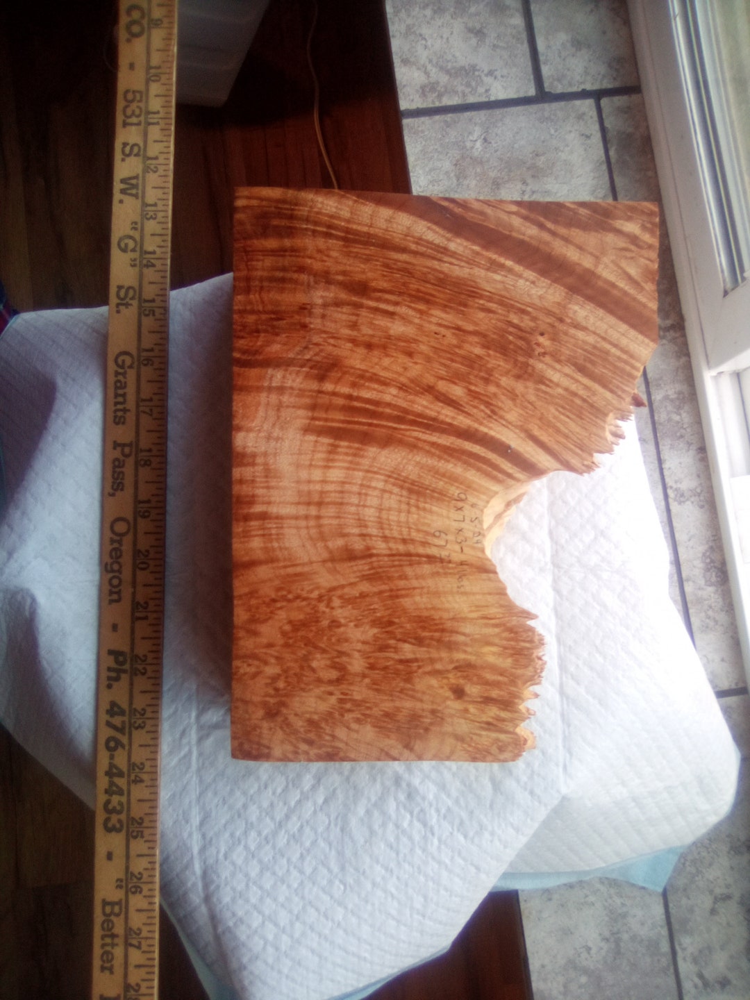 1 Maple Burl Turning Block 9"x7"x2-3"! -one Natural Edge Side!!!4 Lbs ...