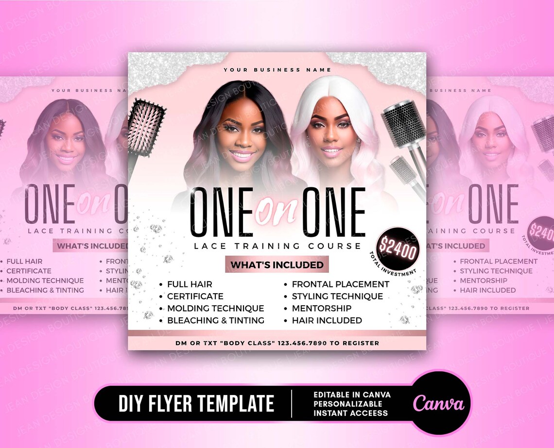 DIY One on One Flyer, Lace Training Course Flyer, Beauty Template ...