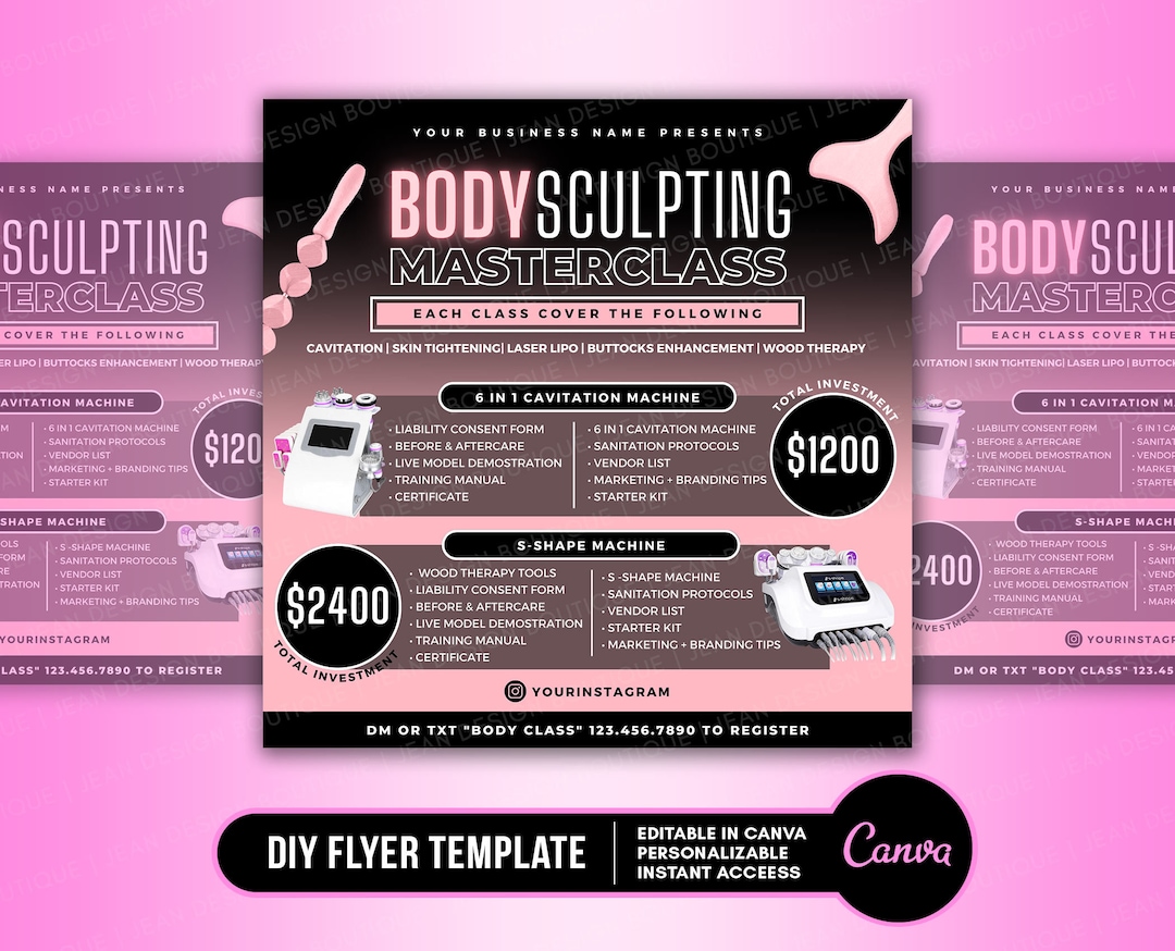 DIY Body Sculpting Masterclass Flyer, Body Contouring Training Flyer ...