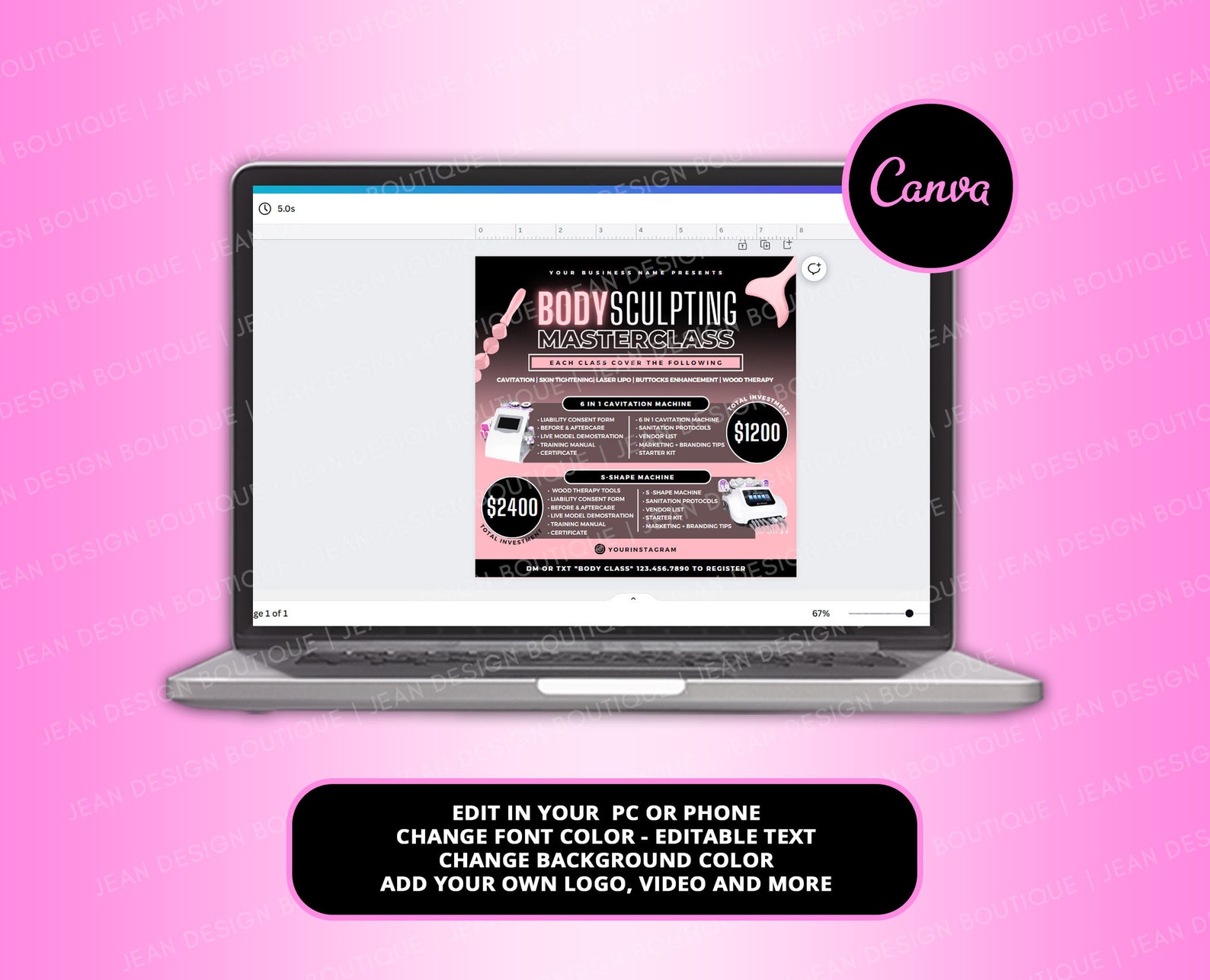 DIY Body Sculpting Masterclass Flyer, Body Contouring Training Flyer ...