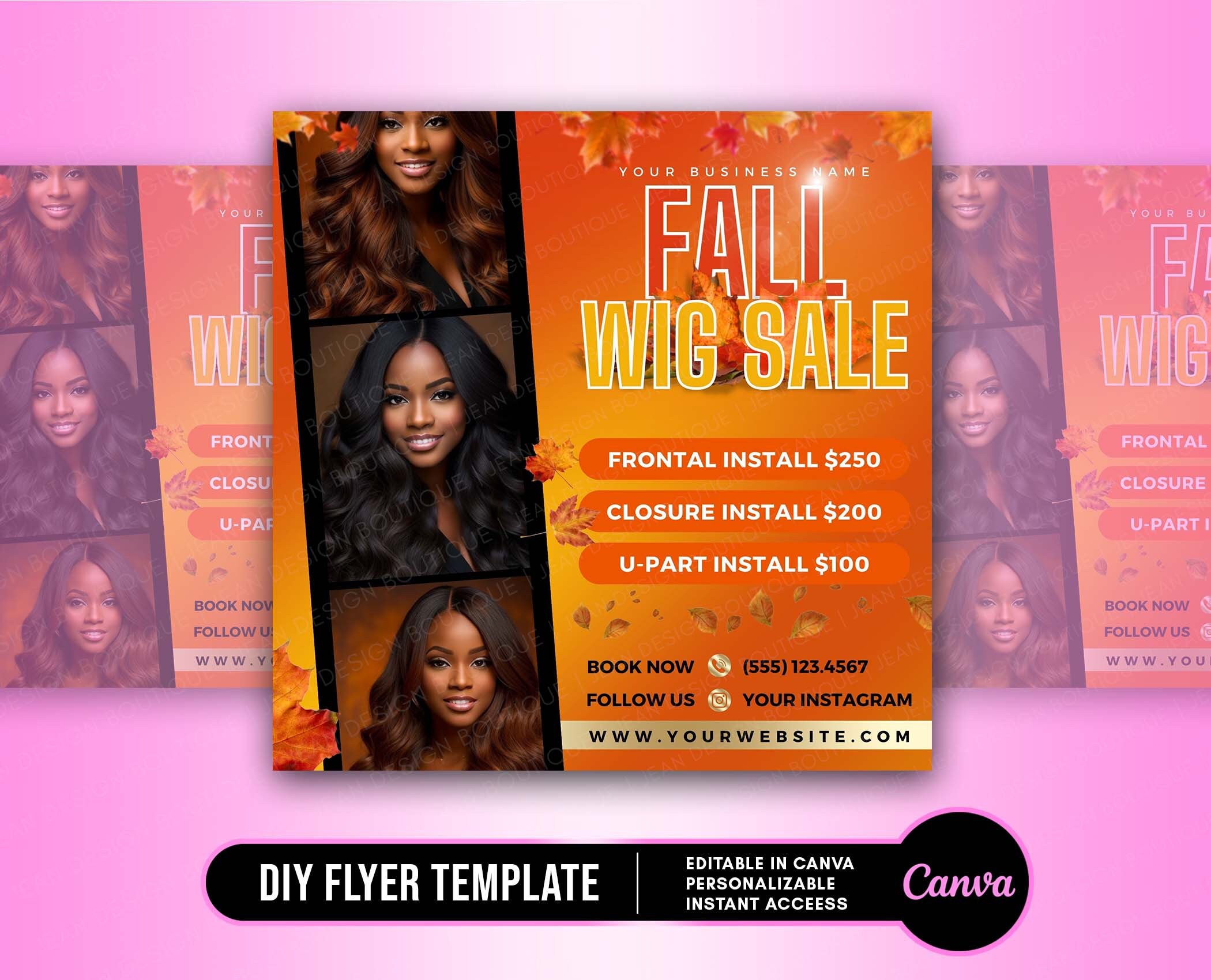 DIY Fall Wig Sale Flyer Beauty Template Premade Flyer Wig - Etsy