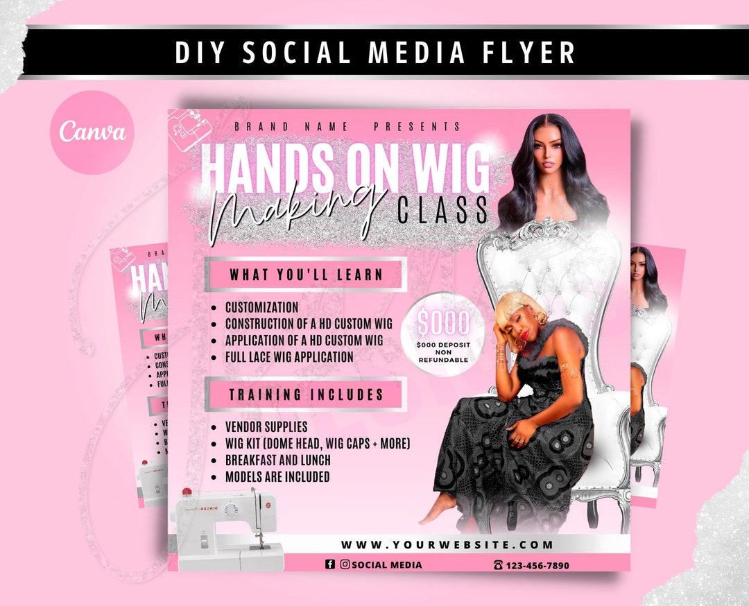 DIY Wig Making Class Flyer, Beauty Template, Wig Course Flyer, Premade ...