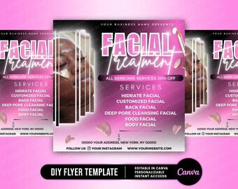 DIY Facial Training Flyer, Spa Editable Flyer, Spa Services Flyer ...