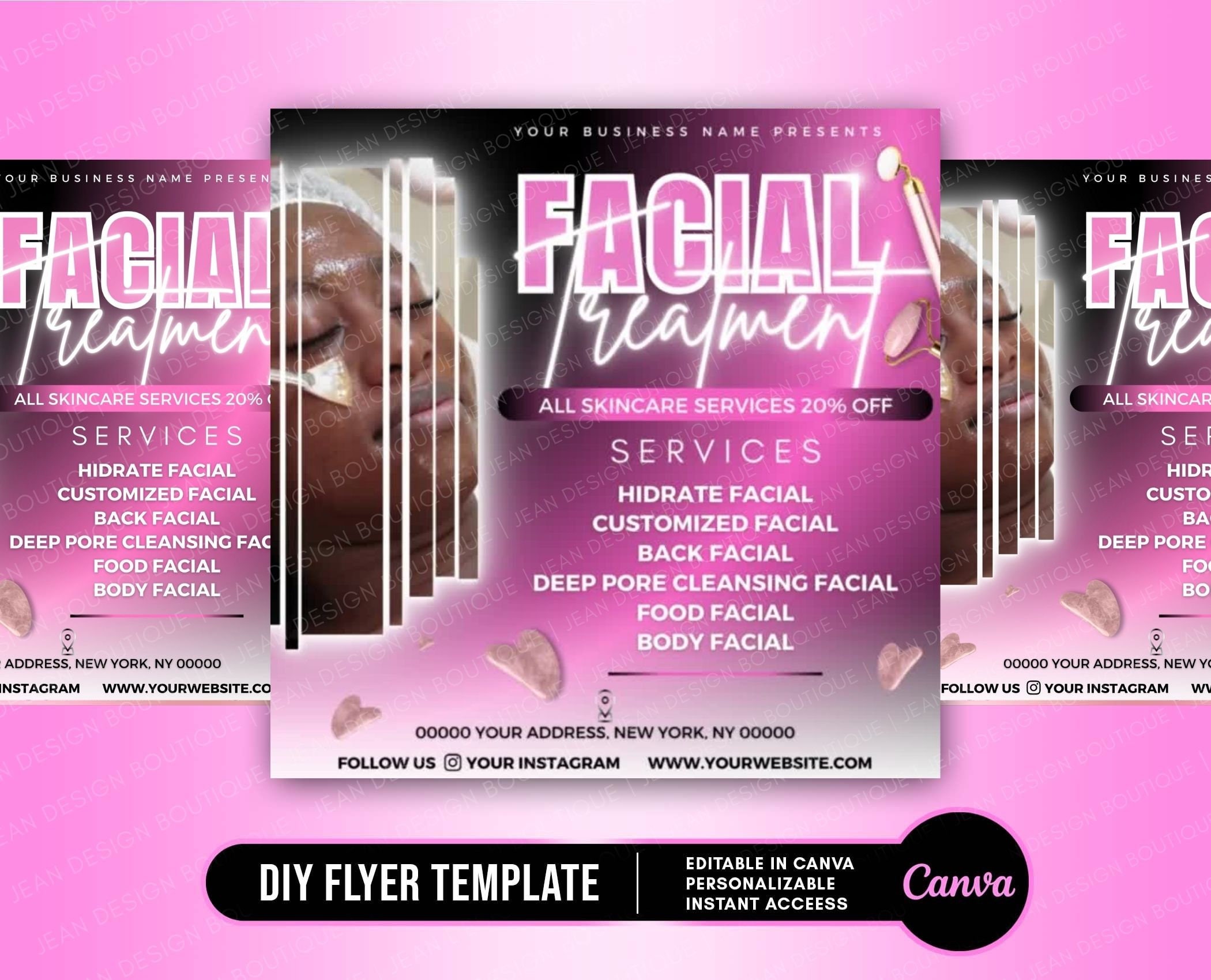 DIY Facial Treatments Flyer Spa Editable Flyer Spa Services - Etsy