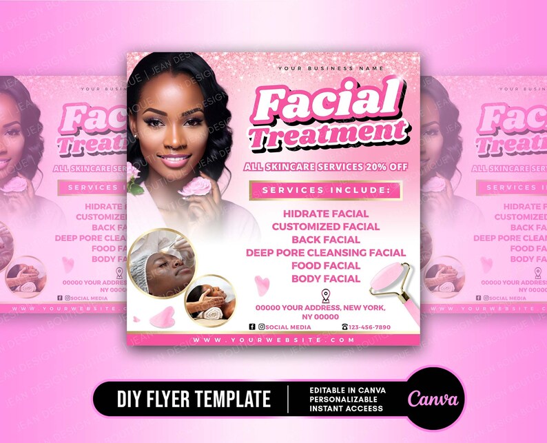 DIY Facial Treatments Flyer, Spa Editable Flyer, Spa Services Flyer ...