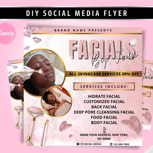 DIY Facial Treatment Flyer Beauty Services Social Media - Etsy