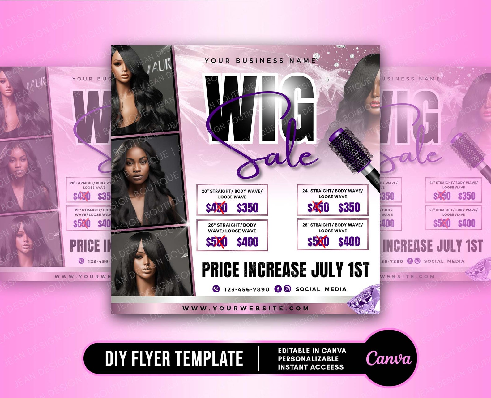 DIY Wig Sale Flyer, Beauty Template, Premade Flyer, Wig Flyer, Hair ...