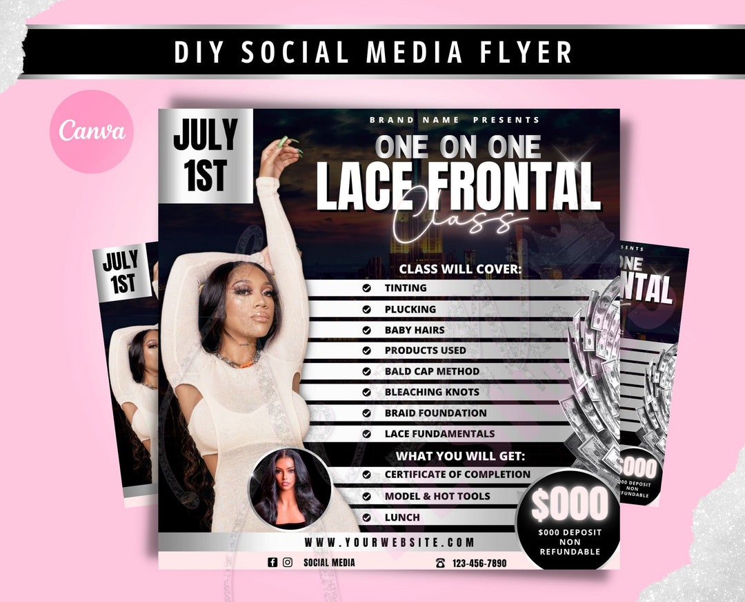 DIY Lace Frontal Class Flyer - Beauty Template - Premade Flyer - Wig ...