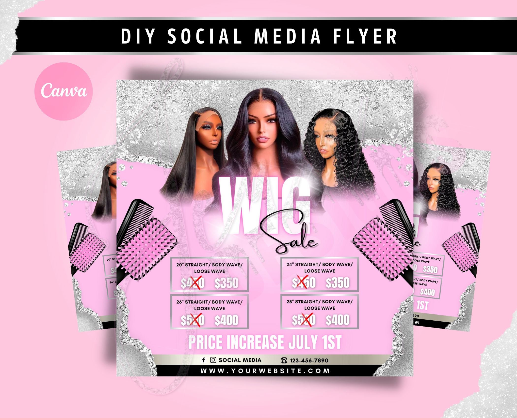 DIY Wig Sale Flyer Beauty Template Premade Flyer Wig Flyer - Etsy