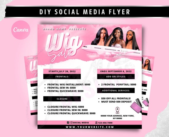 DIY Wig Sale Flyer Beauty Template Premade Flyer Wig Flyer - Etsy