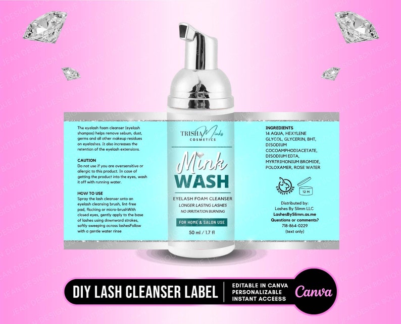 DIY Lash Cleanser Label, Lash Cleanser, Lash Tech, Printable 50ml 60ml ...