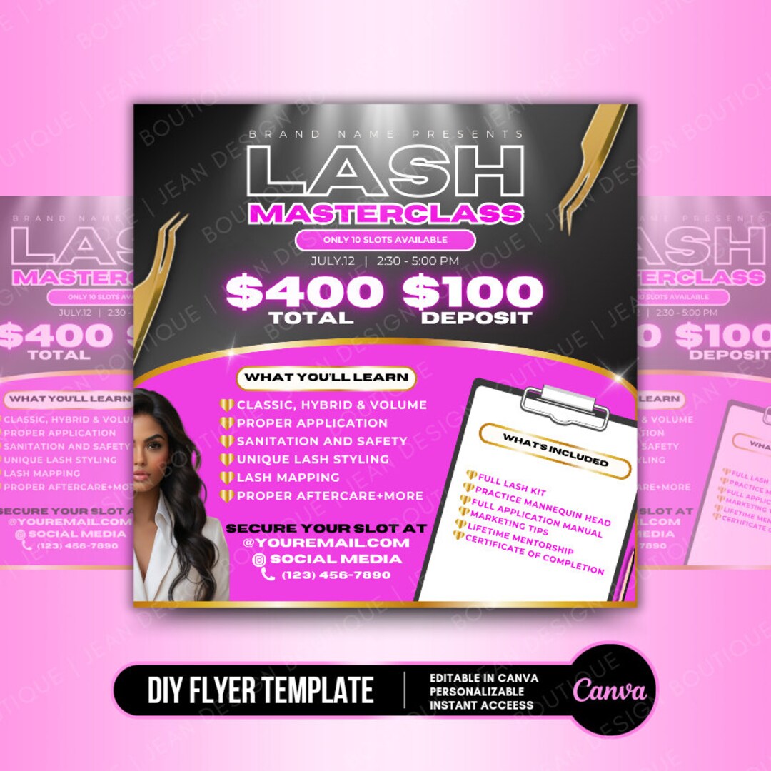 DIY Lash Masterclass Flyer, Lash Training Flyer, Lash Course Flyer ...