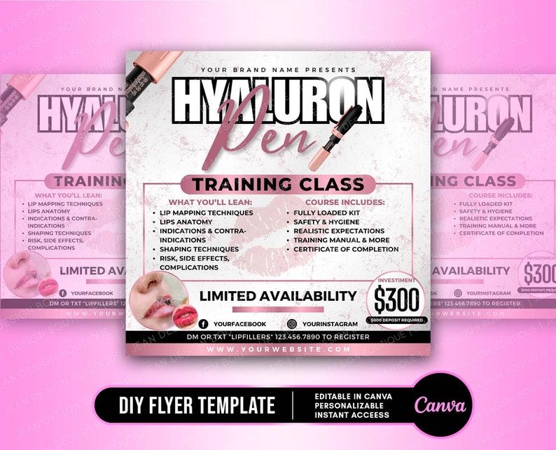 DIY Hyaluron Pen Training Class Flyer, Beauty Template, Premade Flyer ...