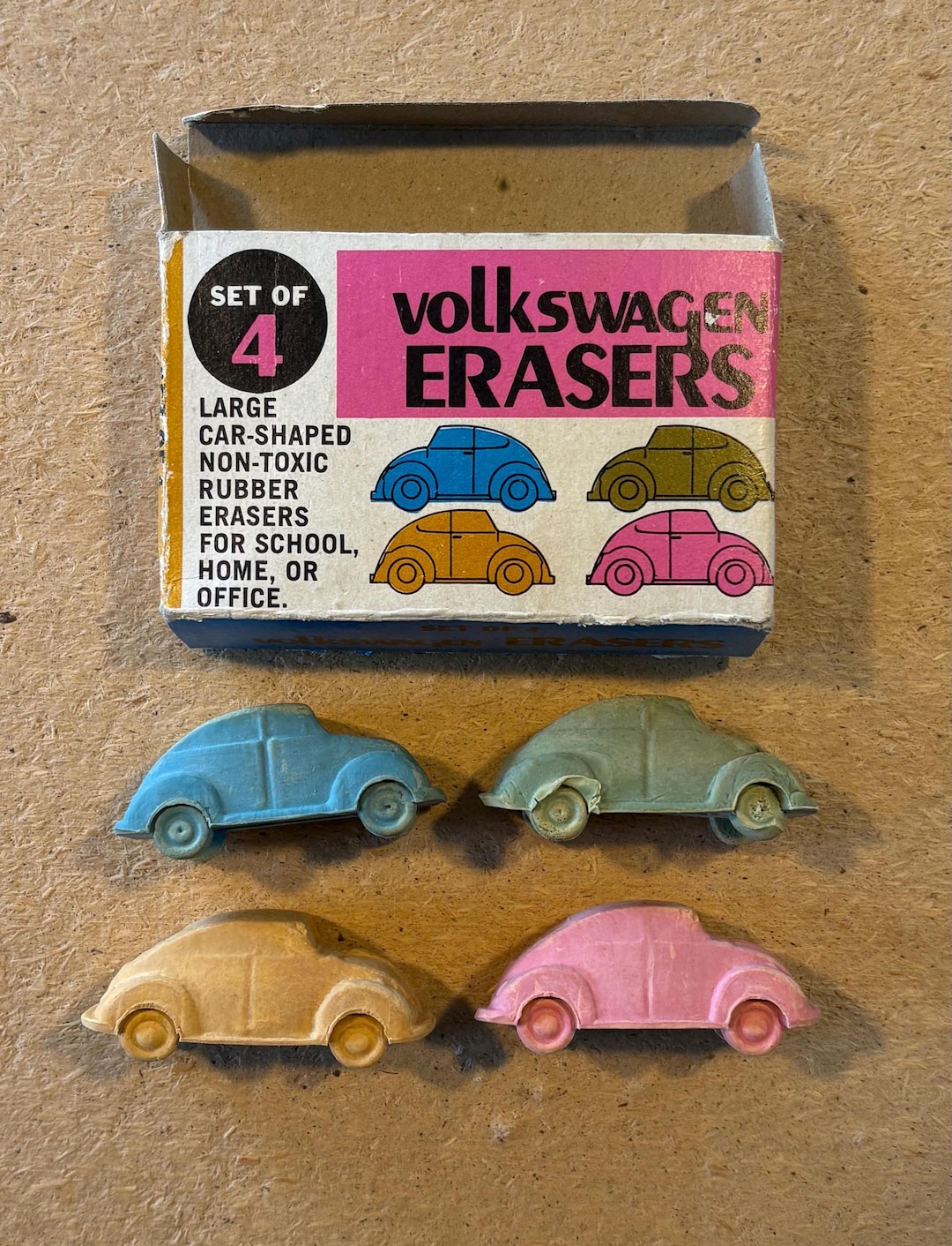 Vintage Volkswagen Beetle Erasers and Box - Etsy
