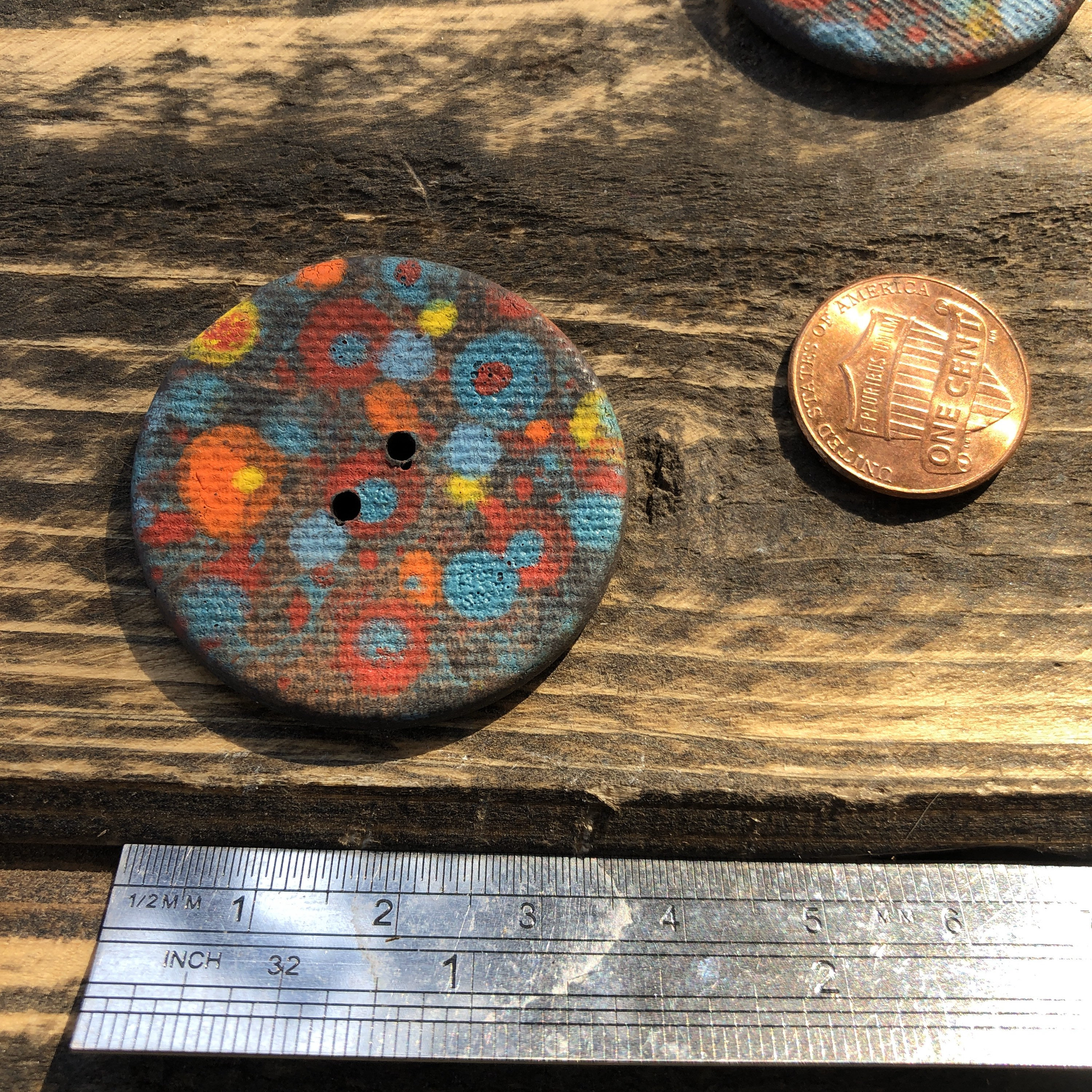 2 Hand Painted handmade ceramic Buttons-Ceramic Buttons-Artisan buttons ...