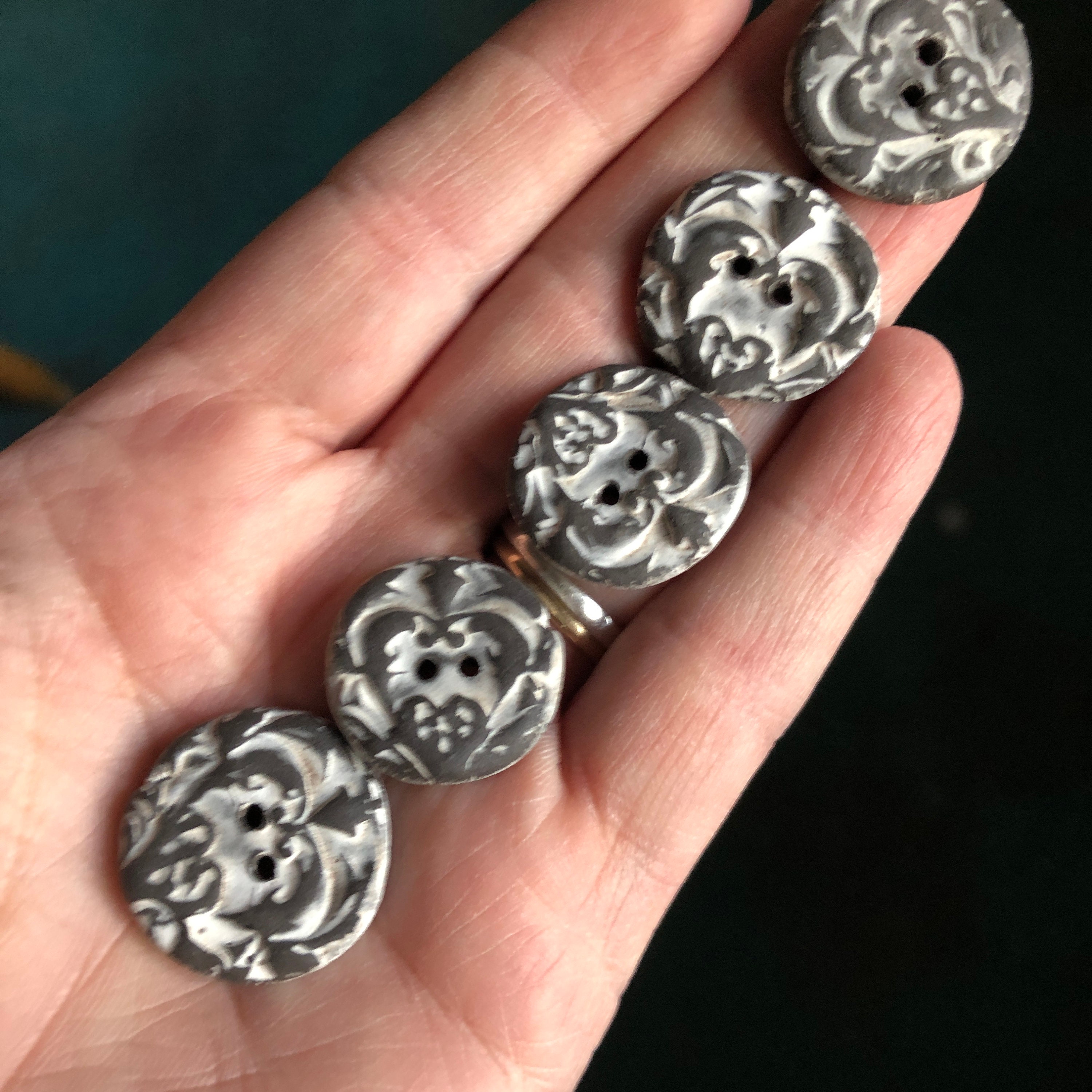 Rustic White Artisan Buttons-set of 5-unique buttons-Handmade button ...