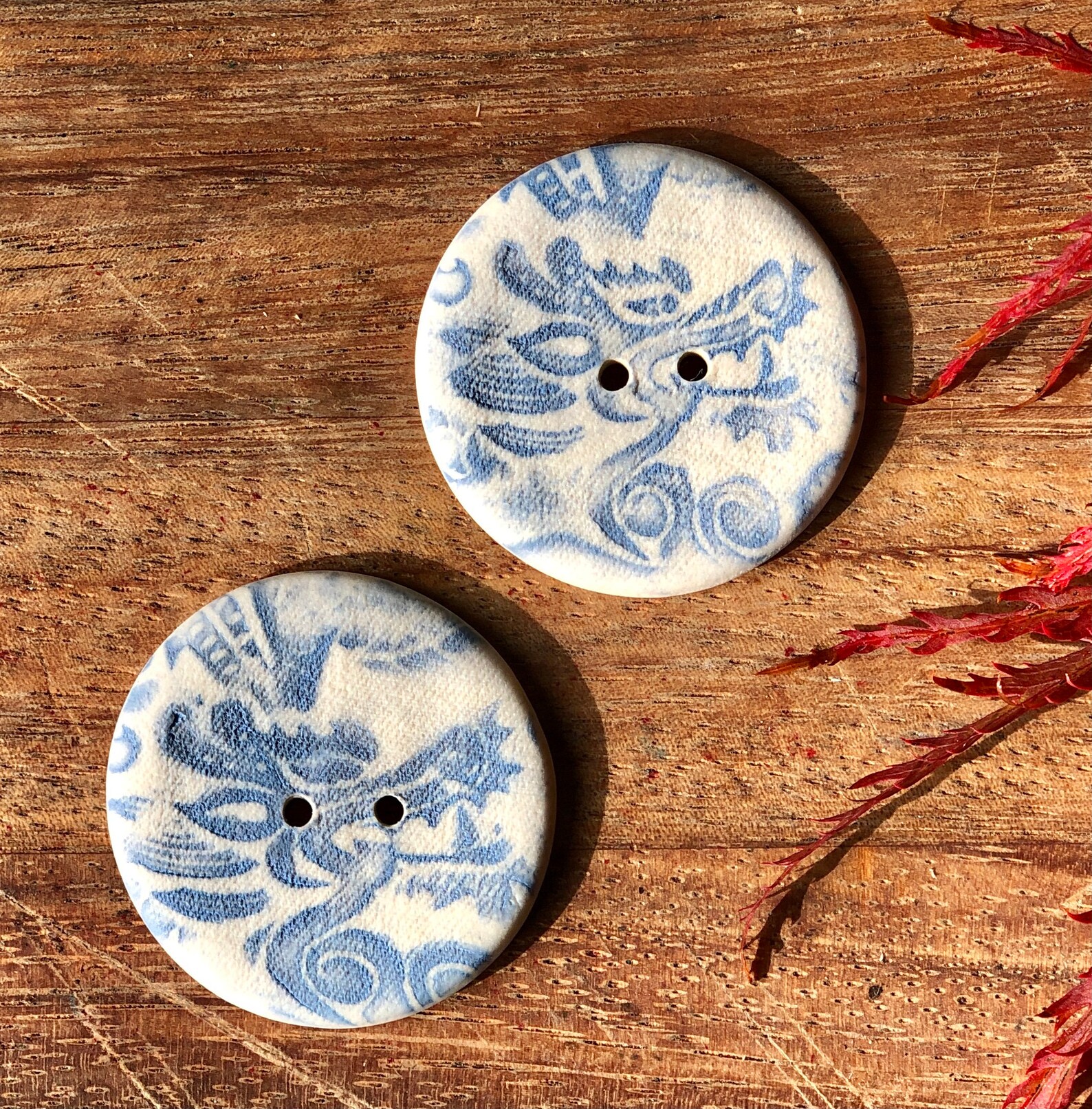 Dusty Blue Dragon-porcelain Button-dragon Button-blue - Etsy