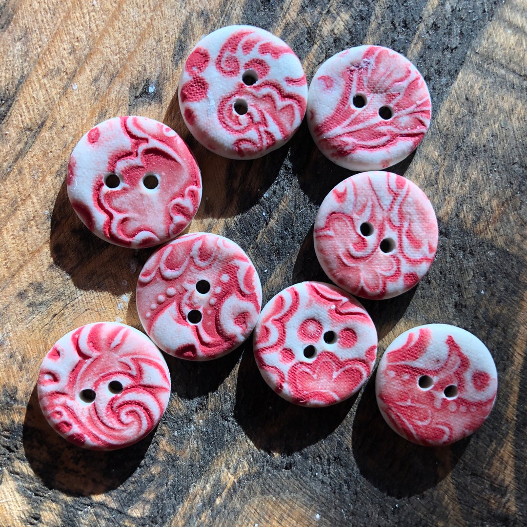 Red Delft Porcelain Buttons-artisan Buttons-handmade Buttons-red ...