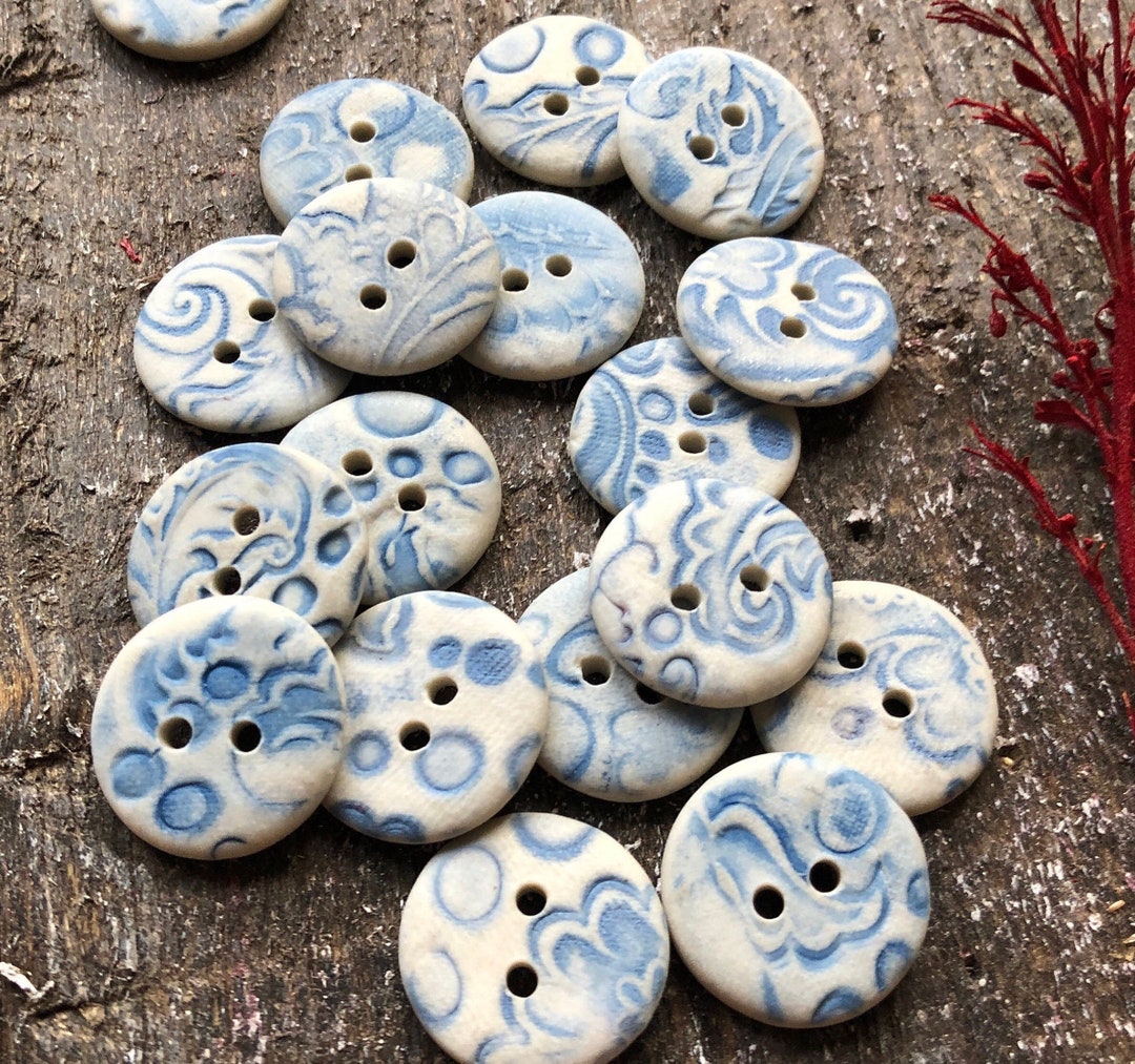 Blue Delft Porcelain Buttons-handmade Artisan Buttons-delft Buttons ...