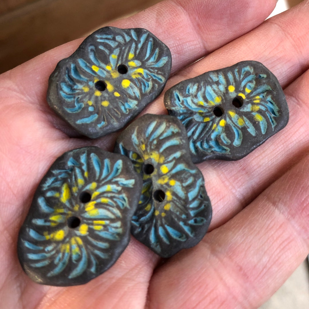 Chrysanthemum Artisan Buttons-flower Buttons-hand Painted Buttons ...