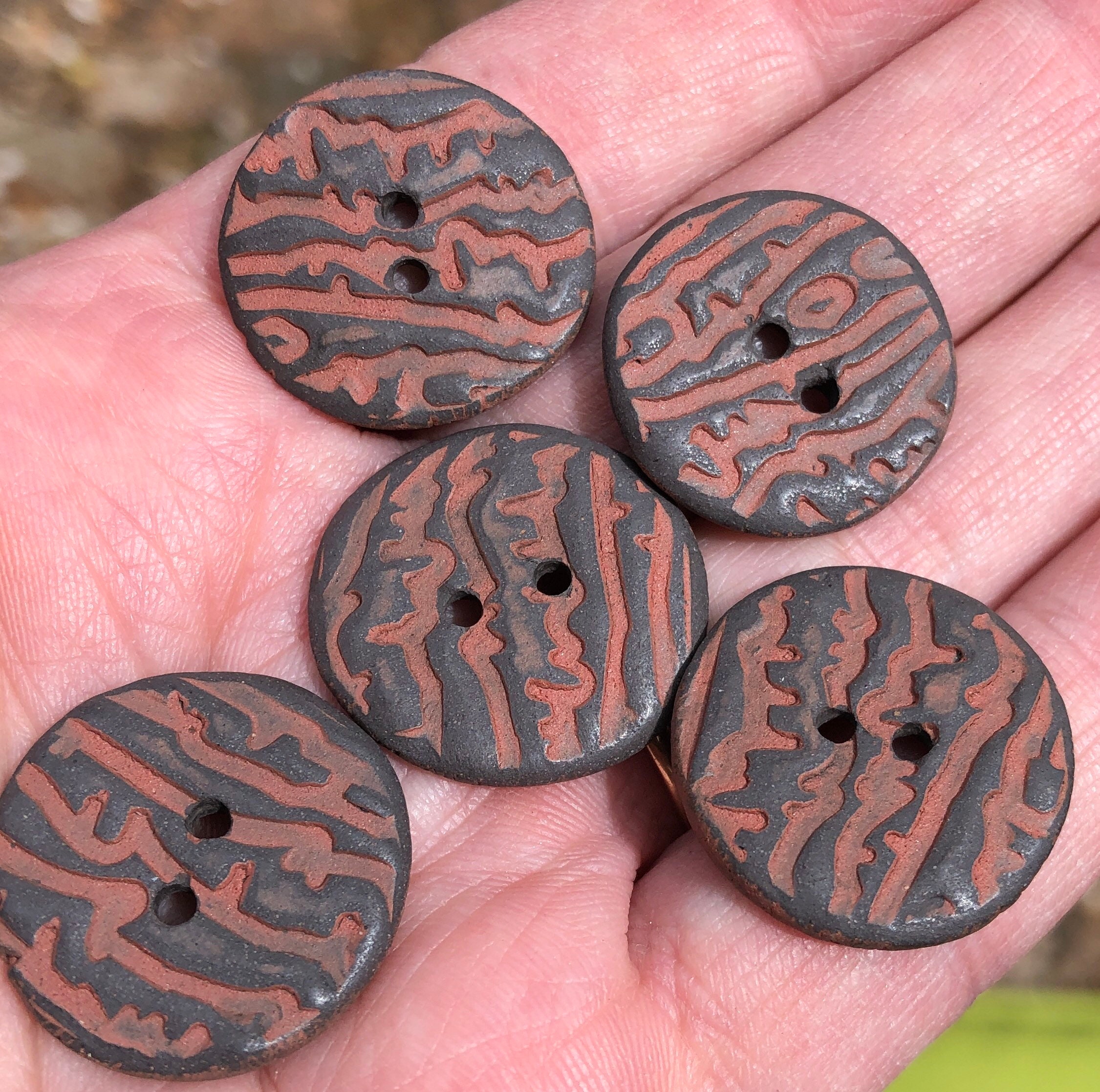 5 Twig Rust Artisan Buttons-handmade buttons-pottery buttons-knitting ...