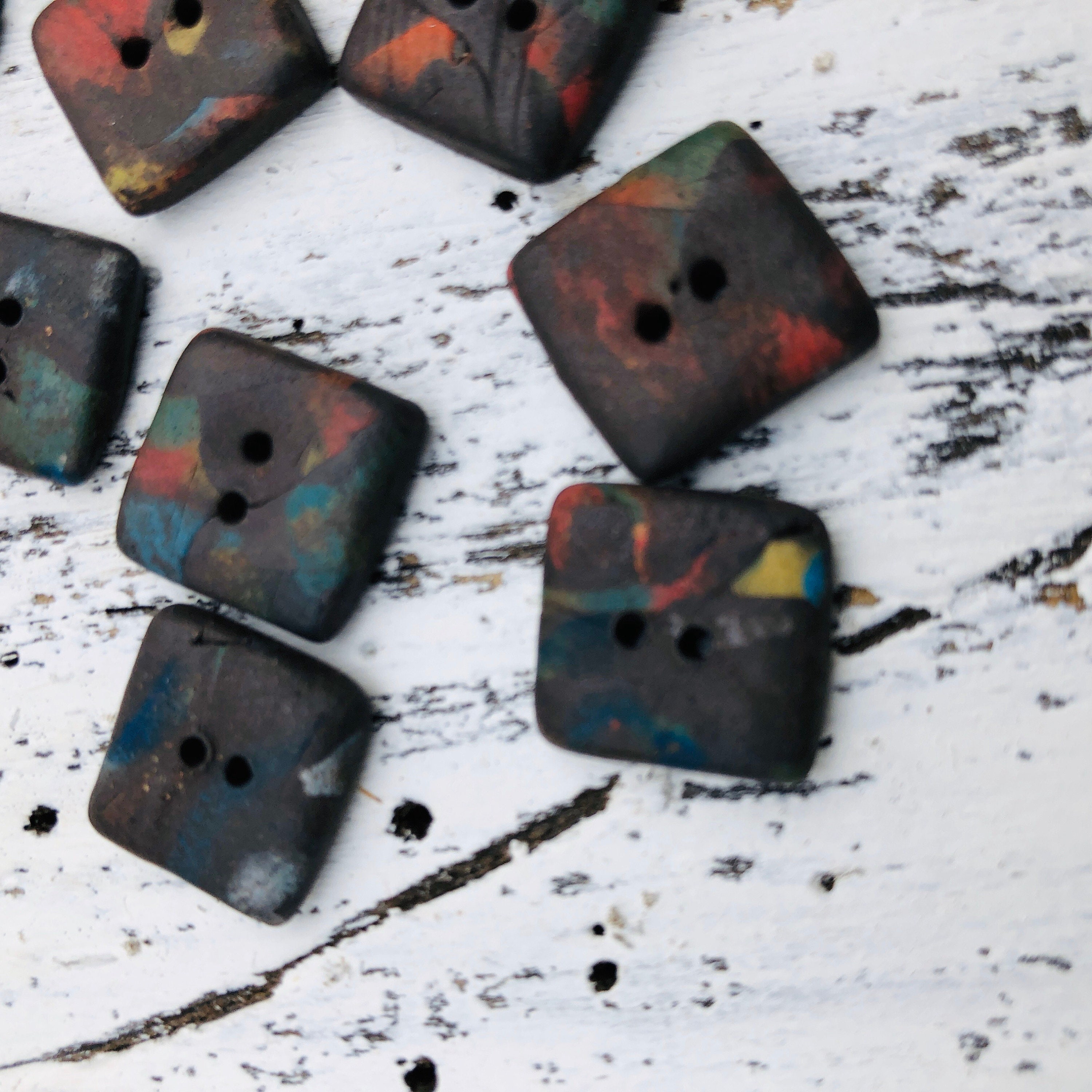 Artisan 8 Hand Painted Buttons - Ceramic Buttons-Artisan buttons-daisy ...