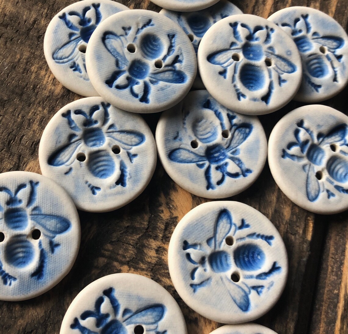 Delft Bee Porcelain Artisan Round Buttons-bee Buttons-buttons - Etsy
