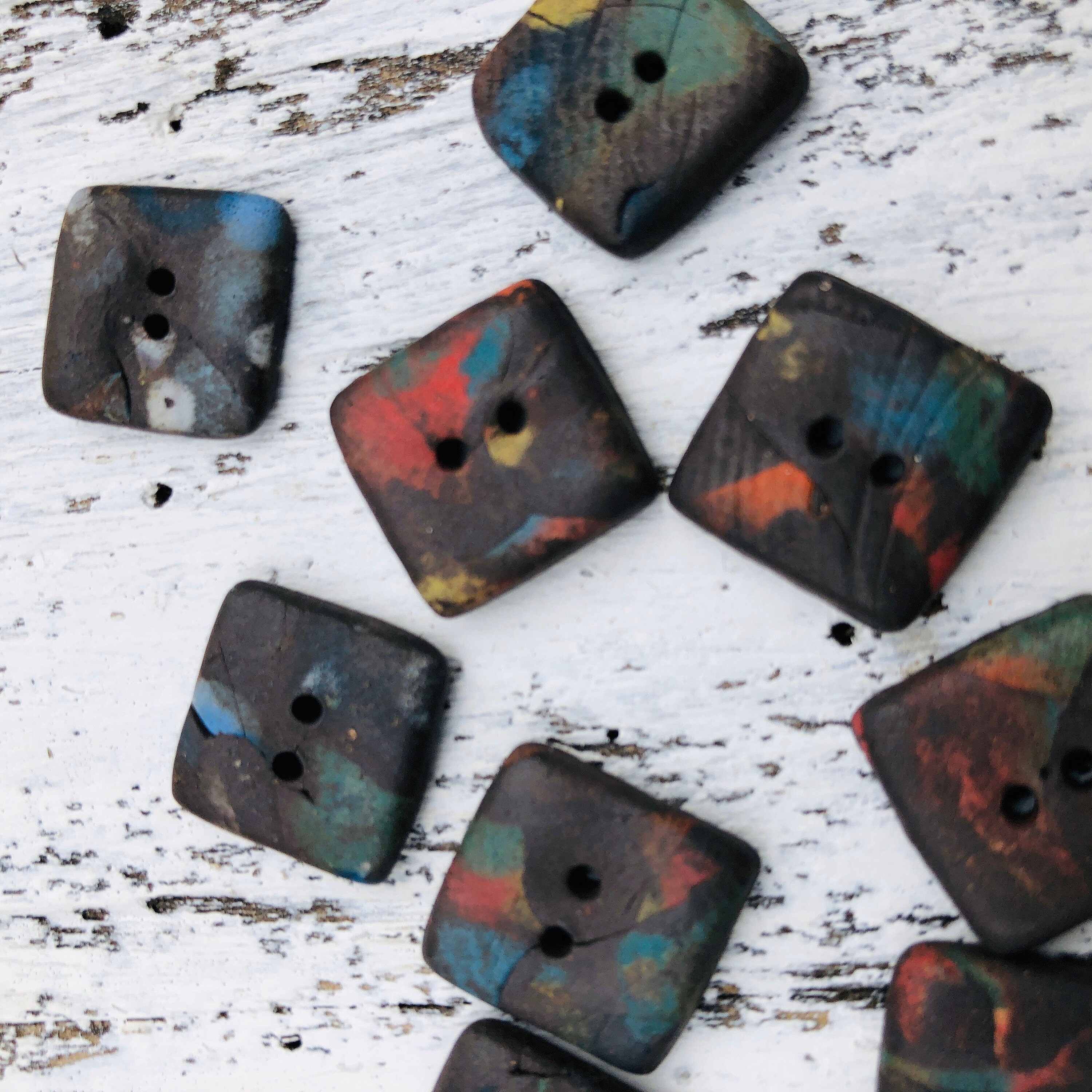 Artisan 8 Hand Painted Buttons - Ceramic Buttons-Artisan buttons-daisy ...