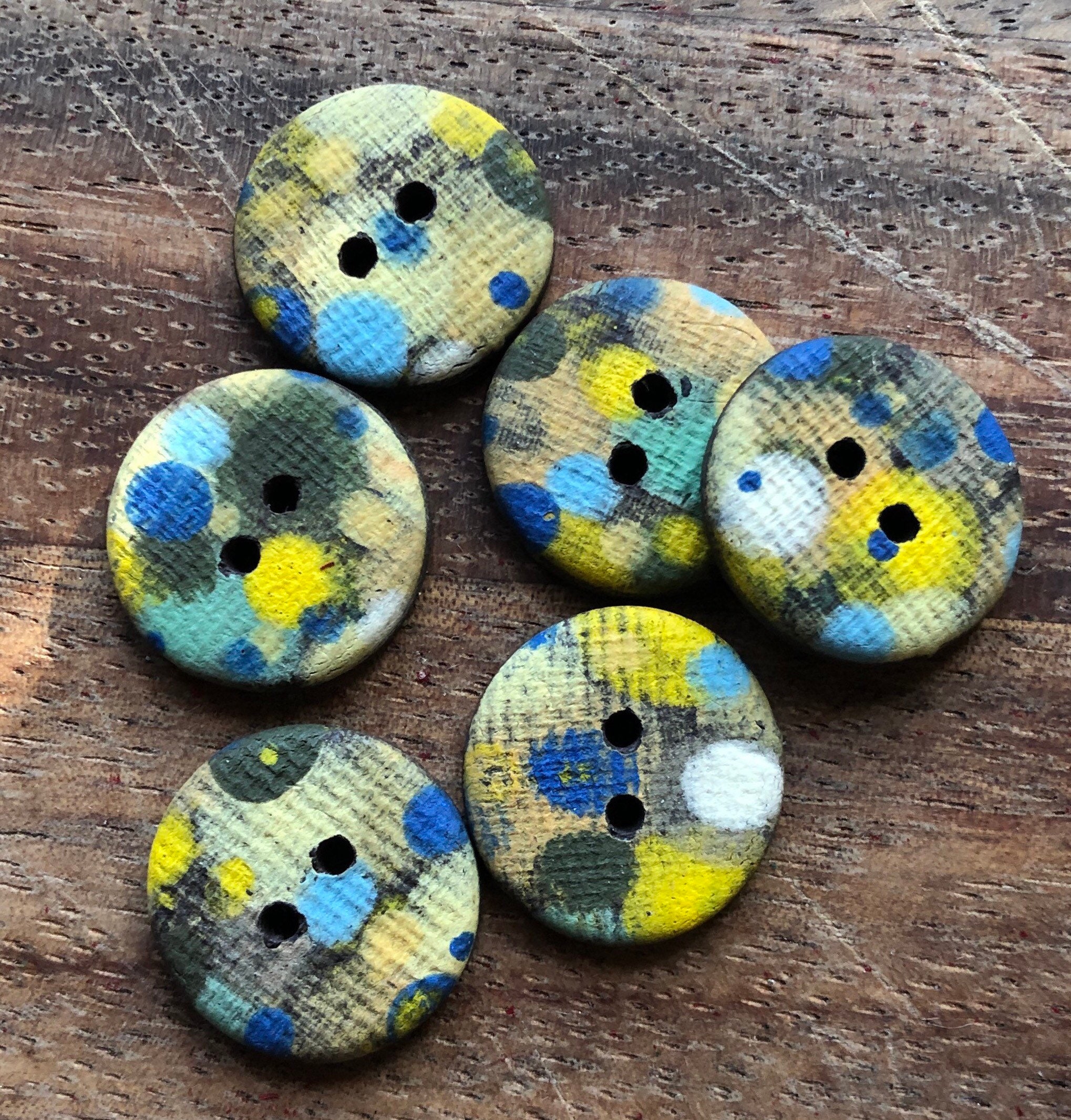 6 Sunshine in the Garden Handpainted Buttons-handmade buttons-yellow ...