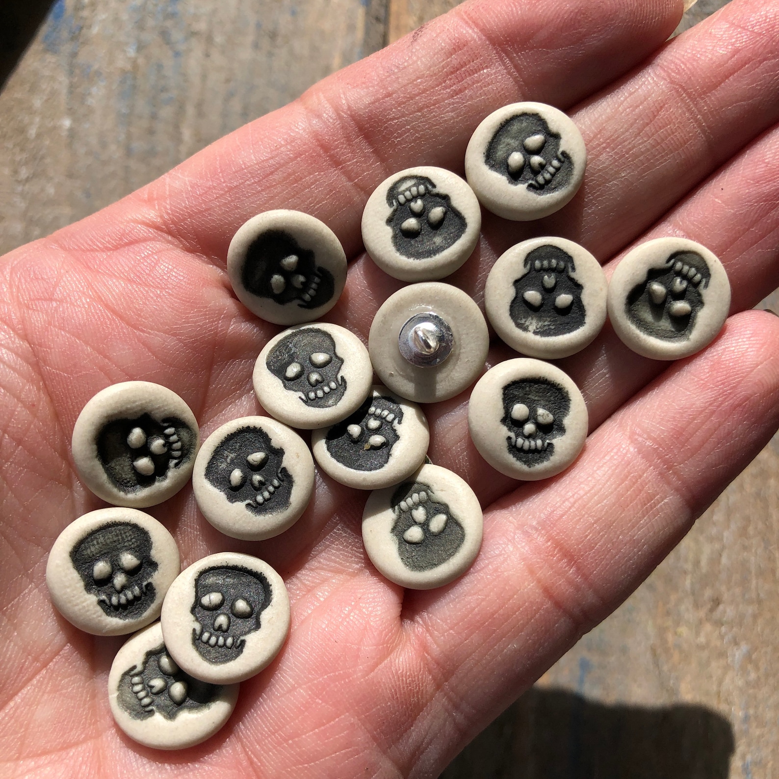 Porcelain Skull Buttons with shank-Artisan buttons-shirt | Etsy