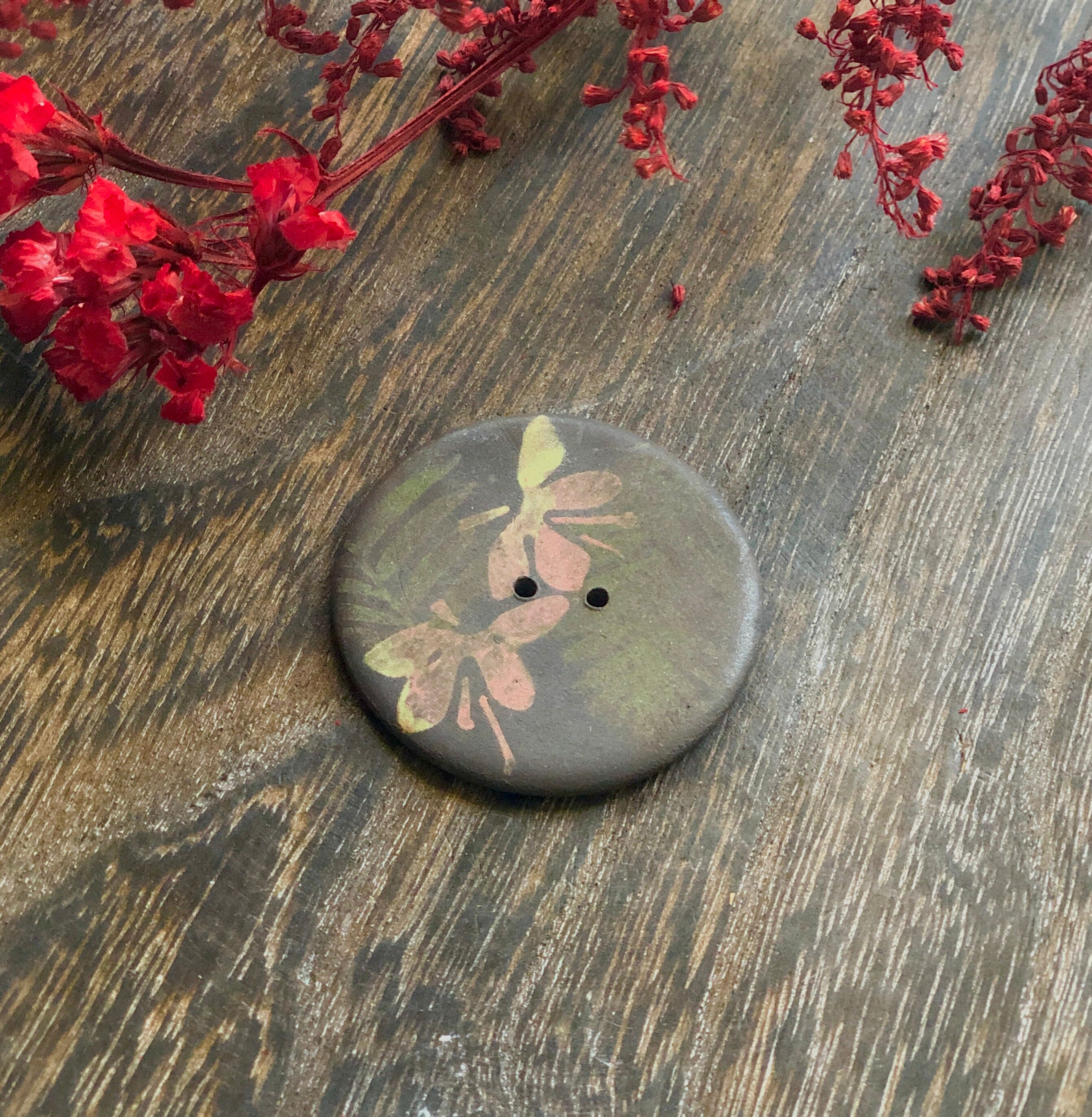 Shadow Garden Artisan Button-Hand painted button-ceramic button-art ...