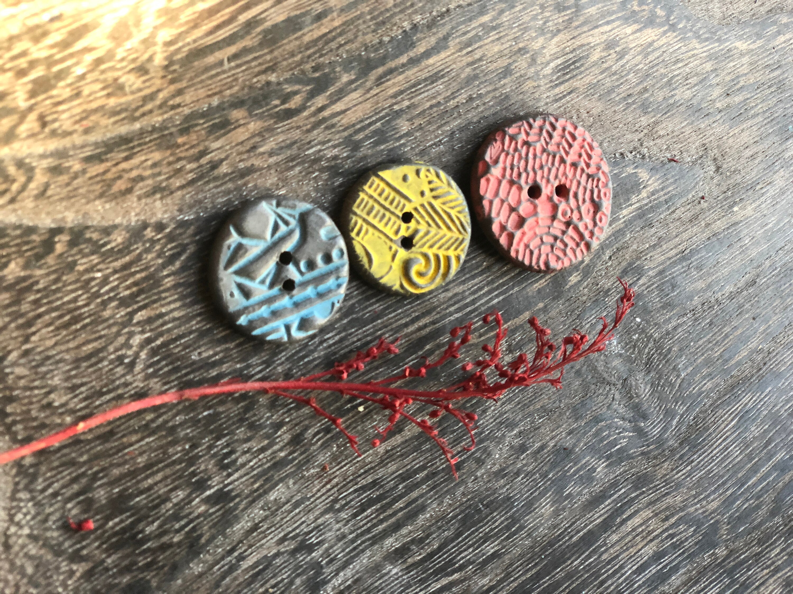 Rustic Artisan Buttons-set of 3-Colourful buttons-Handmade buttons ...