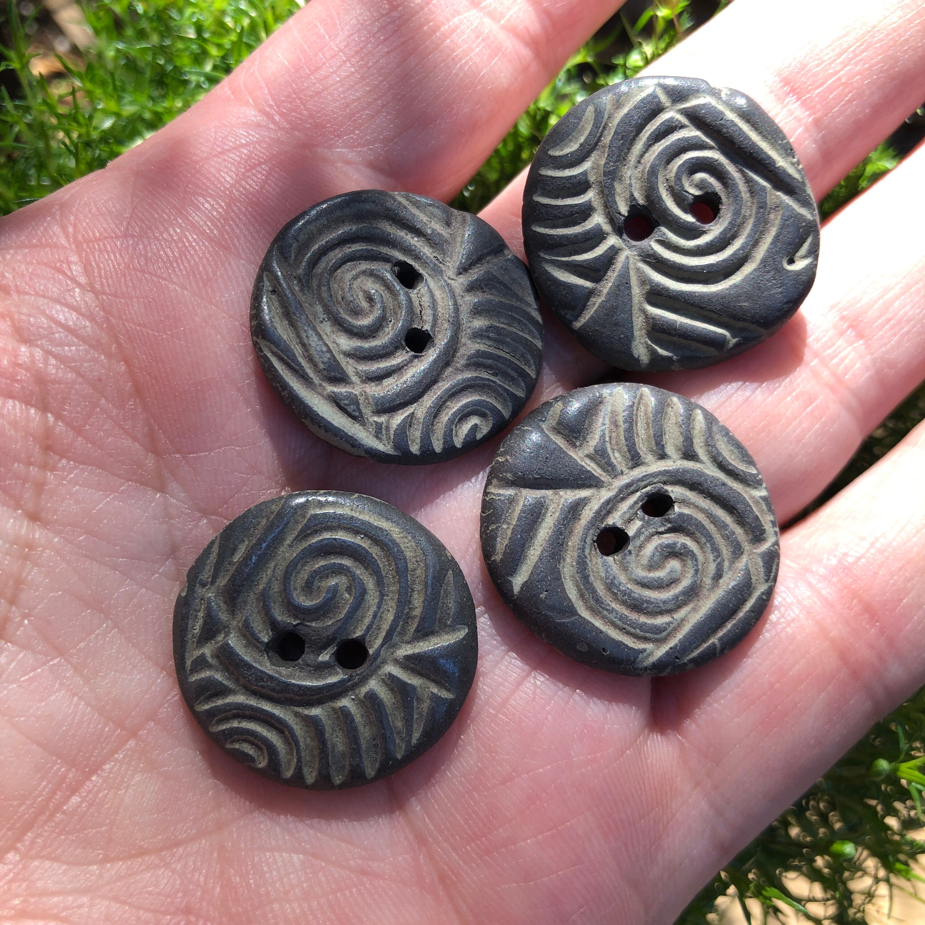 Sotha Grey and Black Swirl Artisan Buttons-set of 4 buttons-statement ...