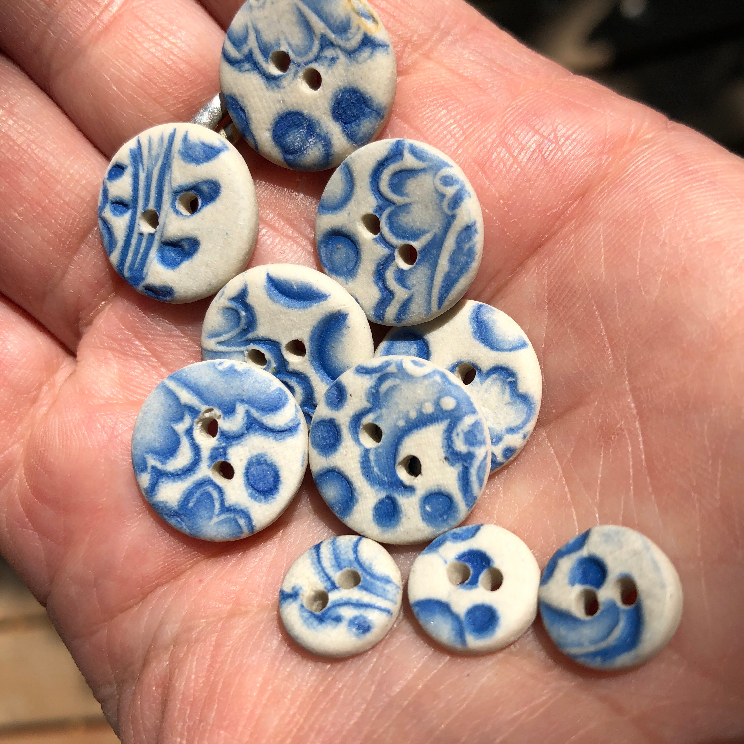 7 Delft Artisan Porcelain Buttons-sets of 7-two sizes-artisan buttons ...