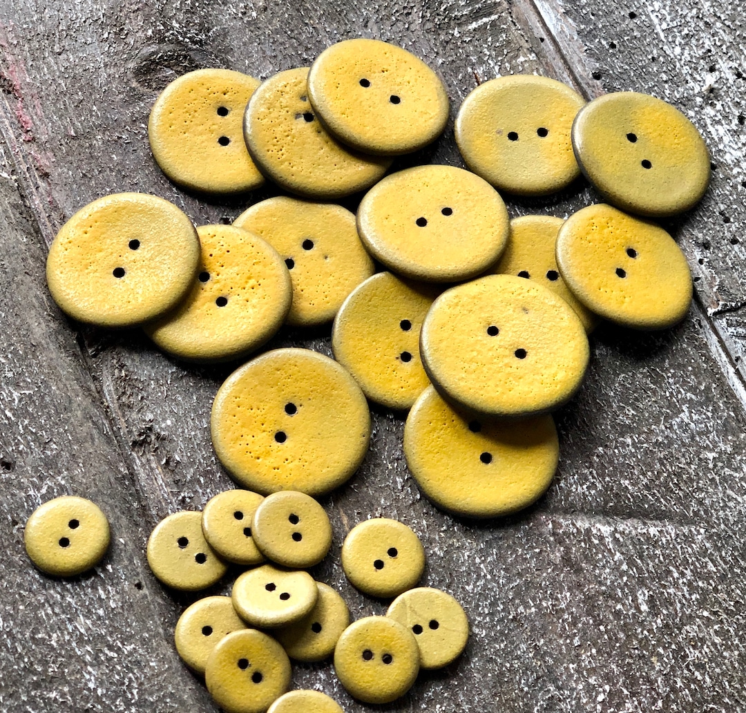 Vibrant Mustard Buttons-ceramic Button-artisan Button-handmade Button ...