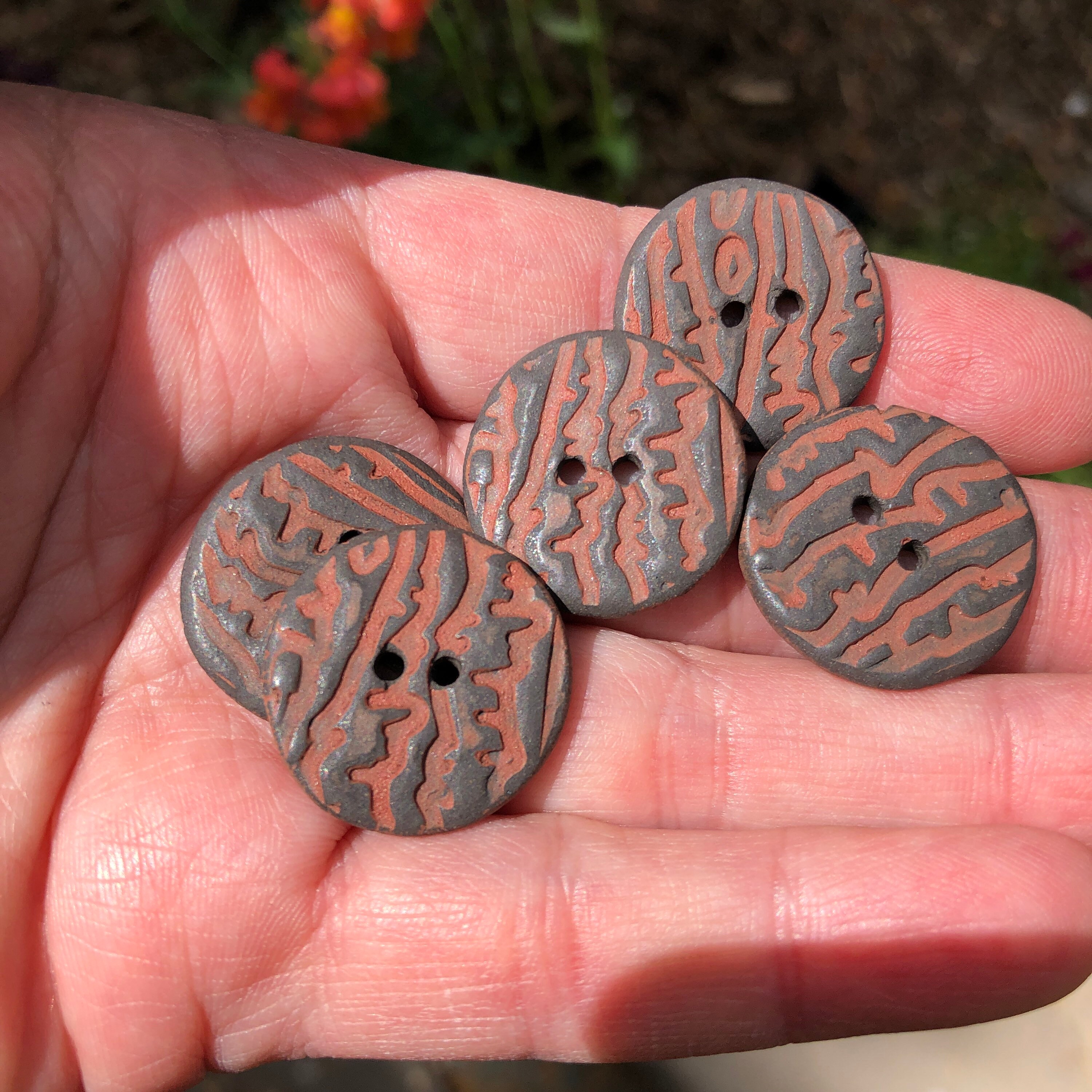 5 Twig Rust Artisan Buttons-handmade buttons-pottery buttons-knitting ...