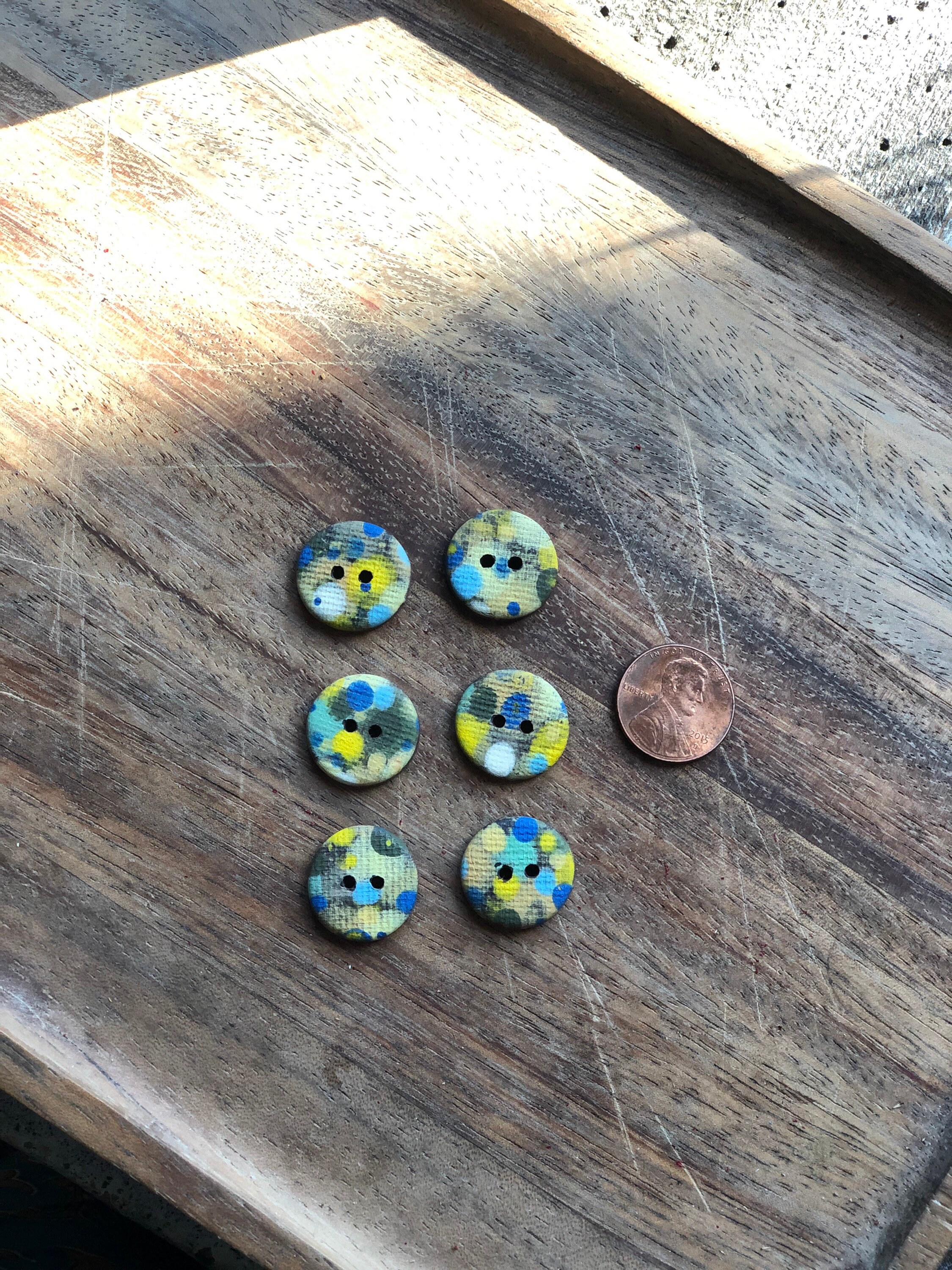 6 Sunshine in the Garden Handpainted Buttons-handmade buttons-yellow ...