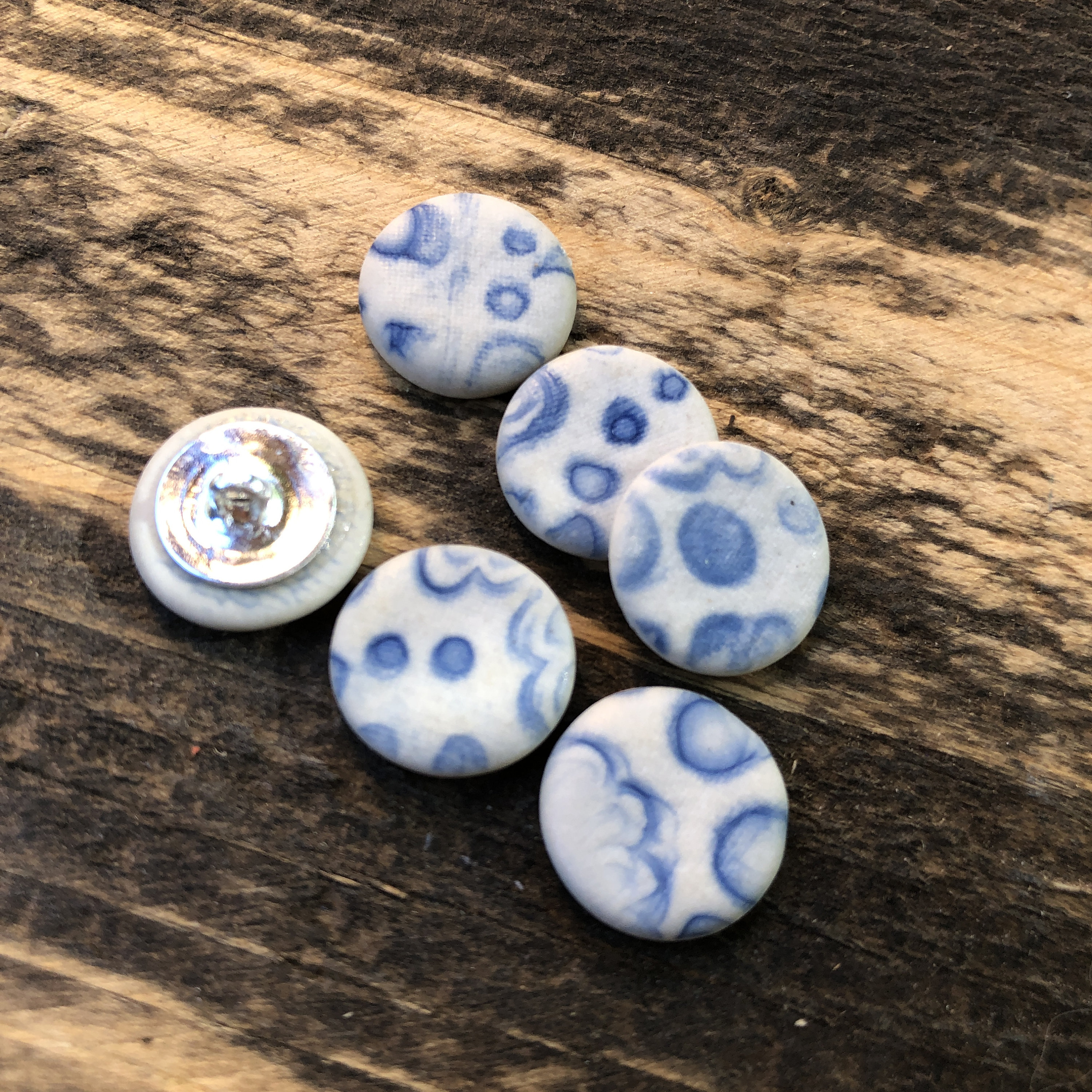 Set of 6 Delft Porcelain buttons-shank button-shank delft button ...