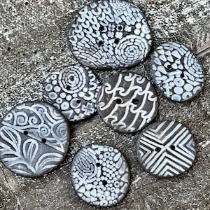 Pica Black Clay and White Pottery Buttons-statement Button-feature ...