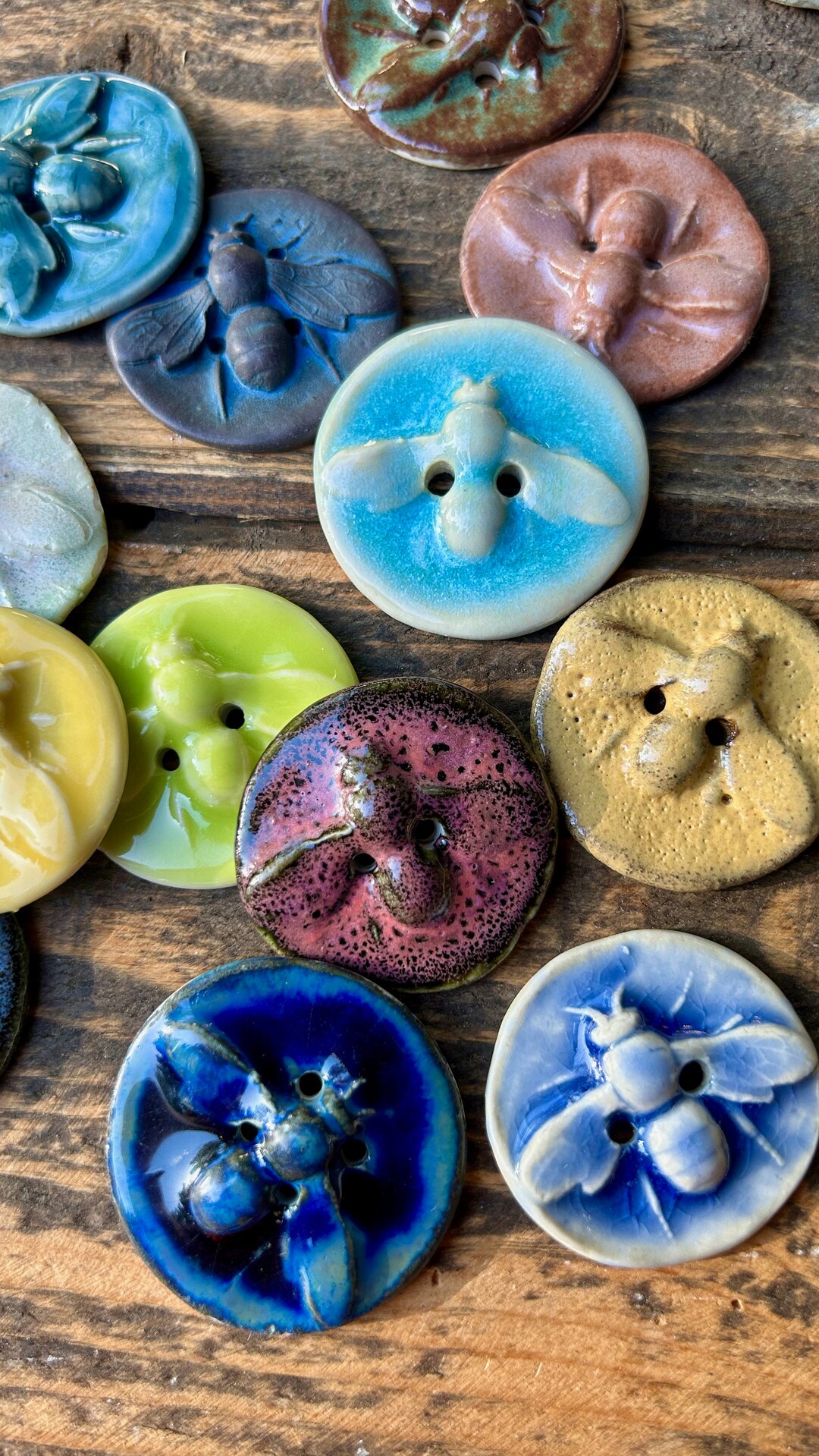 Bee Button-artisan Button-handcrafted Button-pottery Button-ceramic ...