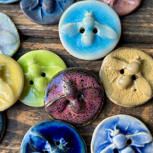 Bee Button-artisan Button-handcrafted Button-pottery Button-ceramic ...